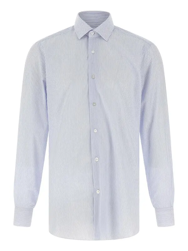 BARBA NAPOLI Striped Shirt - Light Blue