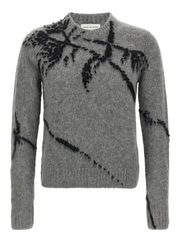 Dries Van Noten Embroidered Alpaca-merino Wool Sweater - Gray