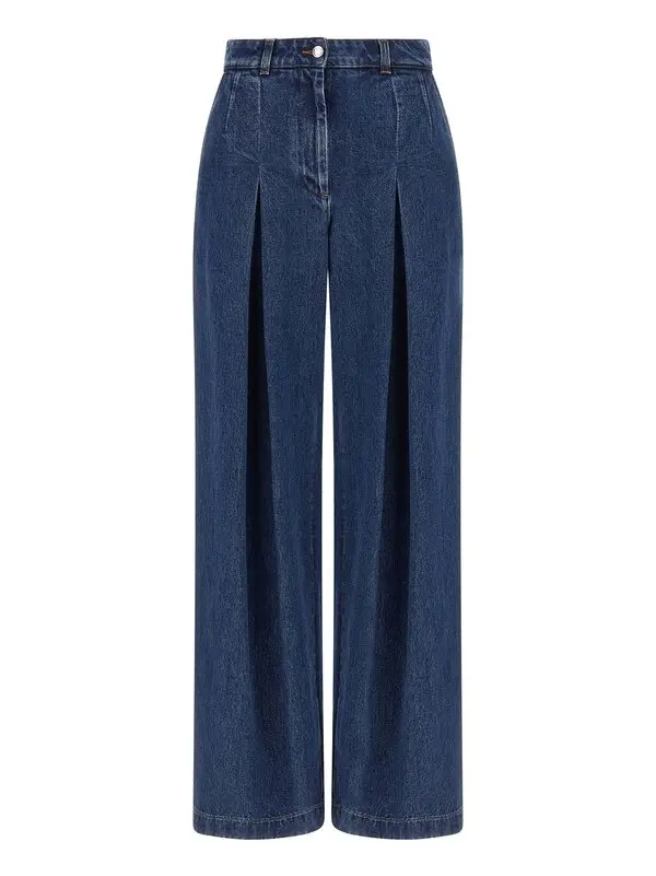 Dolce & Gabbana Dolce Waist Wide Leg Jeans - Blue