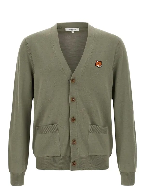 Maison Kitsuné Fox Wead Merino Wool Cardigan - Green