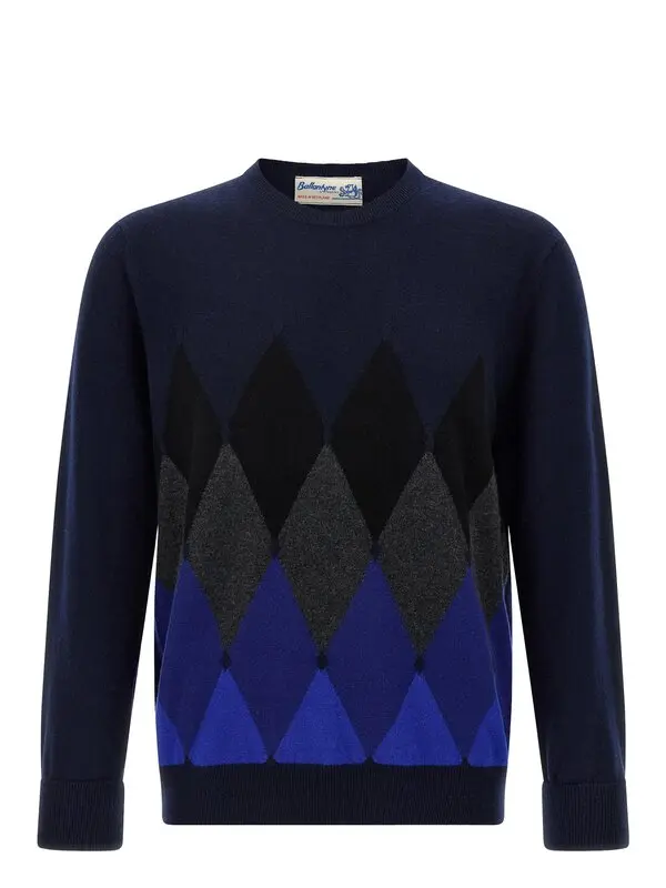 BALLANTYNE Argyle Pattern Cashmere Sweater - Blue