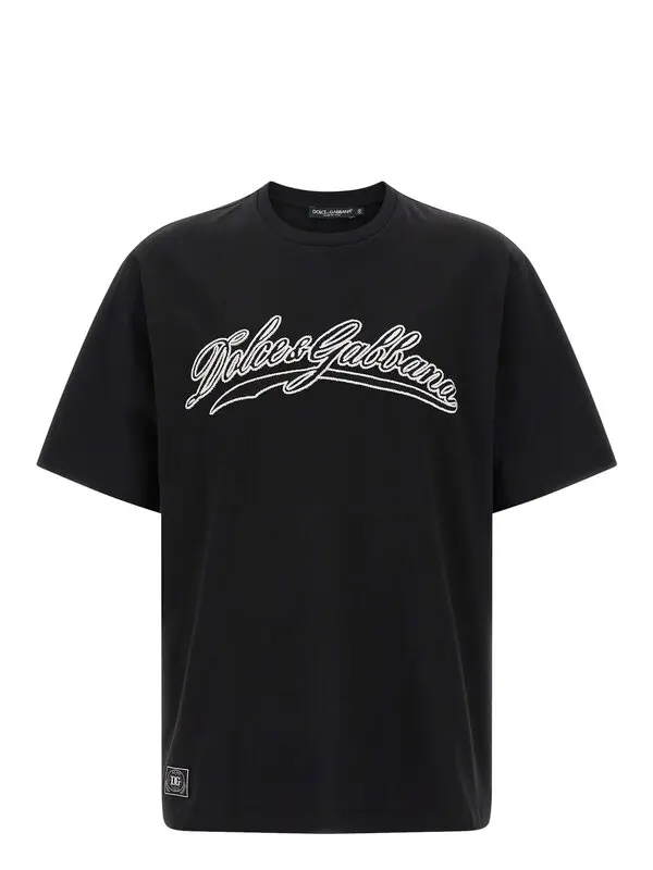 Dolce & Gabbana Logo Embroidery T Shirt - White/black