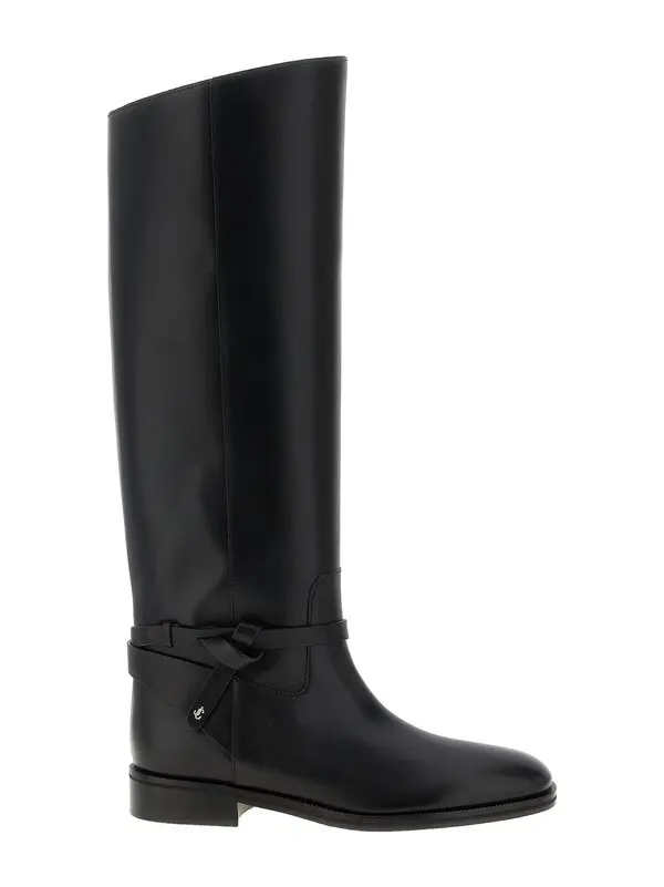 JIMMY CHOO Lawton Leather Boots - Black