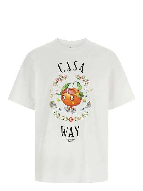 Casablanca Casa Way Orange Mascot' T Shirt - White