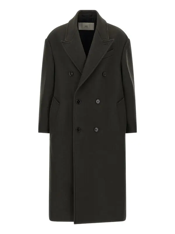 Ami Double-breasted Virgin Wool Coat - Gray