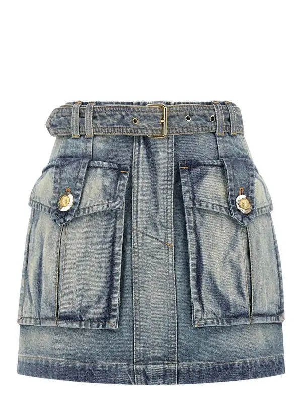 Balmain Cargo Pocket Mini Skirt - Light Blue