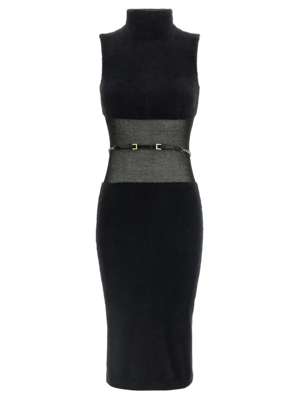 Elisabetta Franchi Gauze Insert Dress - Black