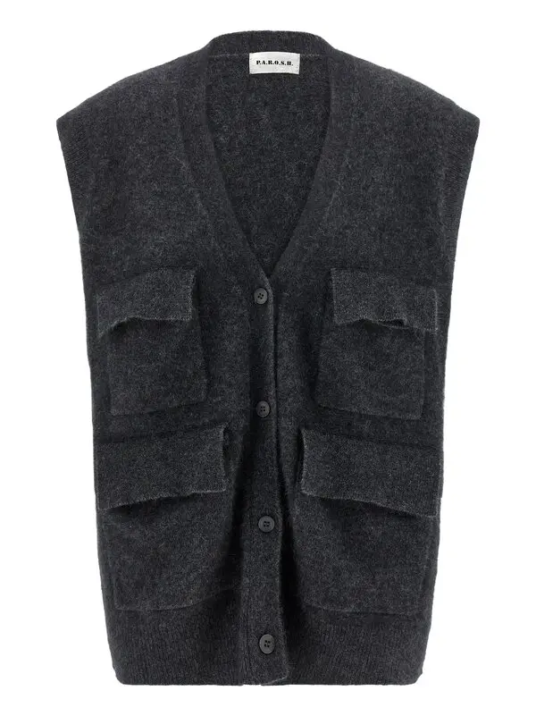 P.a.r.o.s.h Lacoon Raccoon Wool Vest - Gray