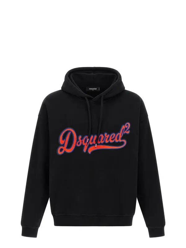 Dsquared2 Sponge Patch Relaxed Fit Hoodie - Black