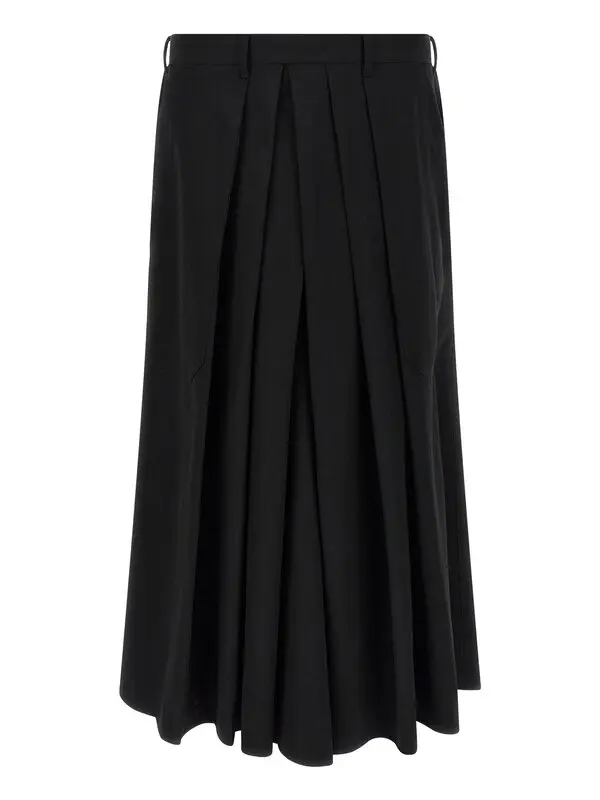 Yohji Yamamoto Hakama Wool Gabardine Trousers - Black