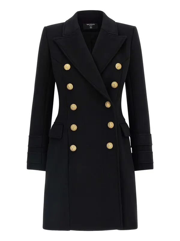 Balmain 10 Bottoni' Double-breasted Coat - Black