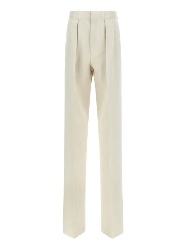 TOM FORD Double Pinch Straight Leg Trousers - Beige