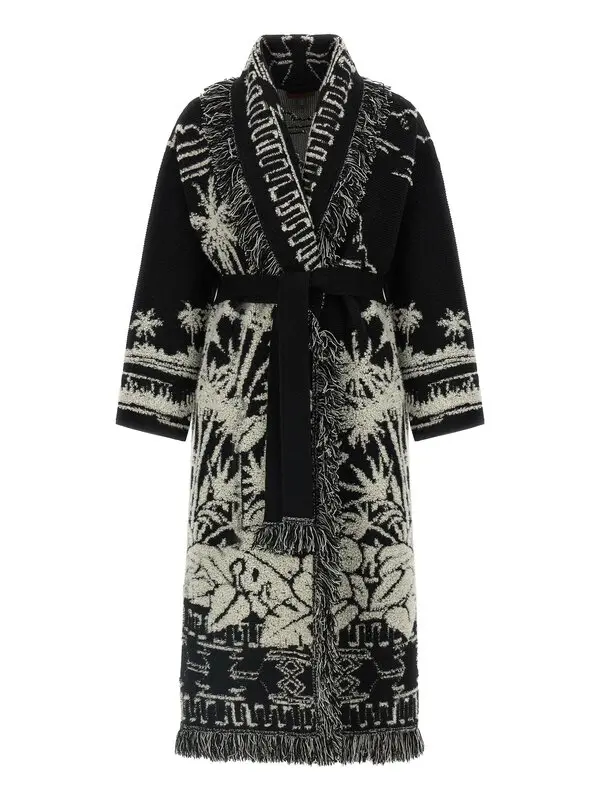 Alanui Palm Grove Tales Long Coat - White/black