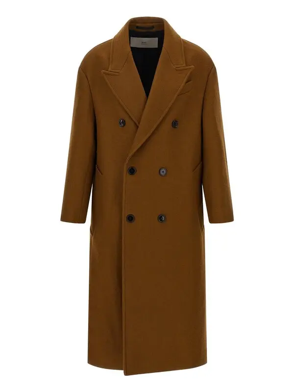 Ami Double-breasted Virgin Wool Coat - Brown