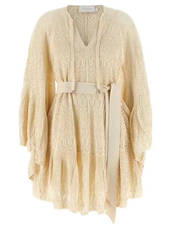 Zimmermann Coco Pointelle Lace Dress - Beige