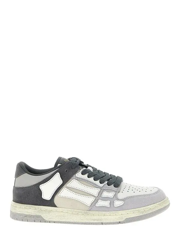 Amiri Distressed Skel Top Low Sneakers - Gray