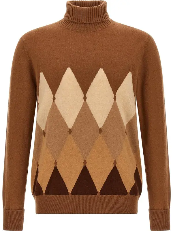 BALLANTYNE Argyle Turtleneck - Brown