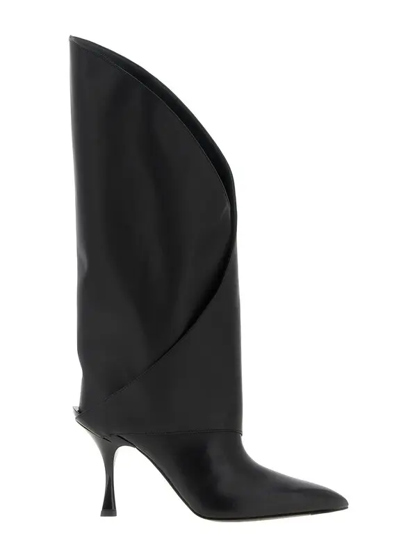 Balmain Twist Calf Leather Boots - Black