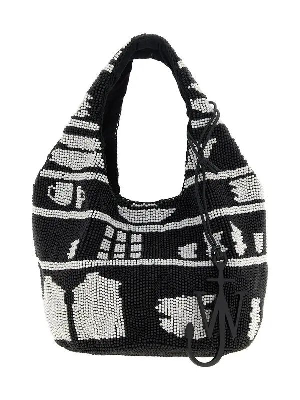 J.W.ANDERSON Beaded Mini Shopping Bag - White/black