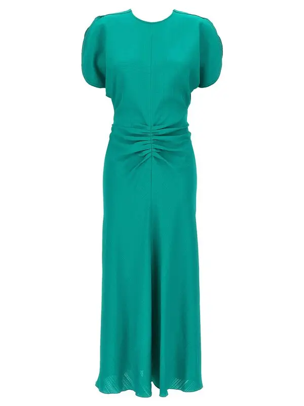 Victoria Beckham Gathered Waist Midi Dress - Green