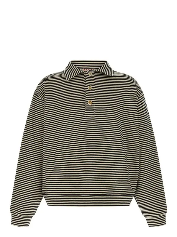 Marni Striped Polo Sweatshirt - Black