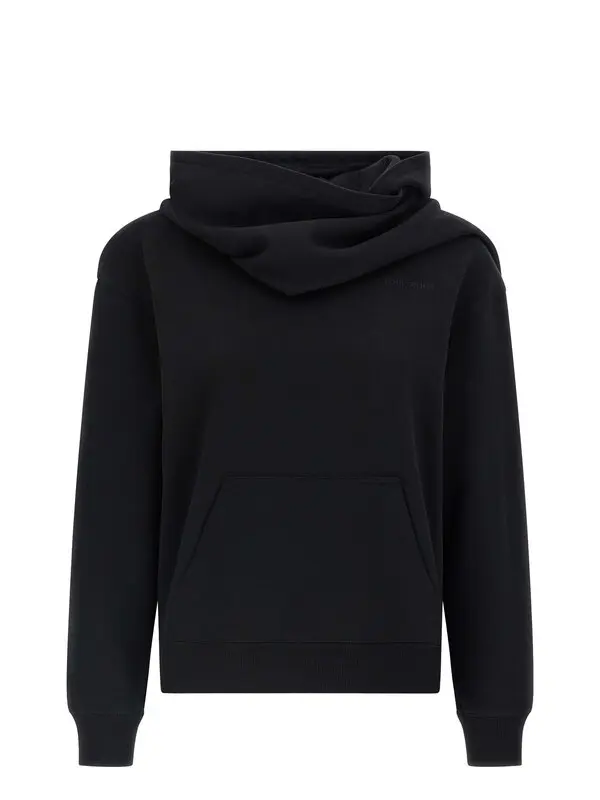 COURREGES Brushed Cotton Hoodie And Scarf - Black