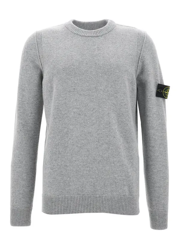 Stone Island Logo Badge Sweater - Gray