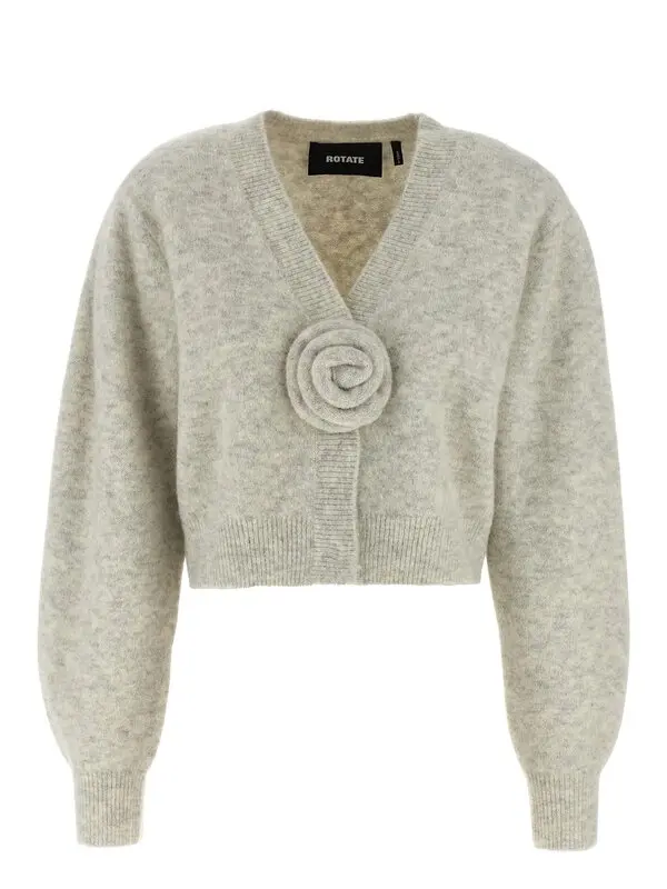 ROTATE BY BIRGER CHRISTENSEN Knit Puff-sleeve Cardigan - Gray
