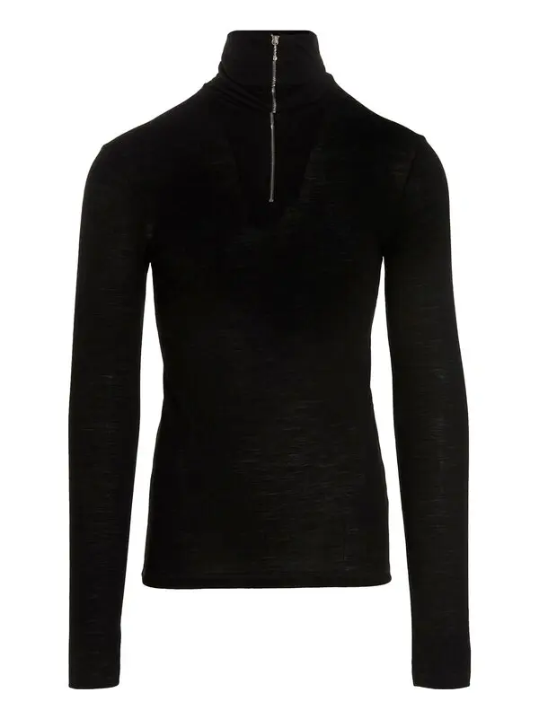 JIL SANDER Technical Wool Blend Sweater - Black