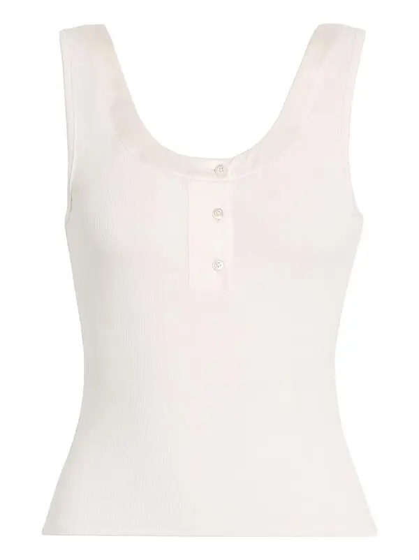 FRAME Silk Satin-trimmed Ribbed Tank - White