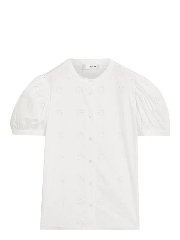 FRAME Broderie Anglaise Cotton Top - White