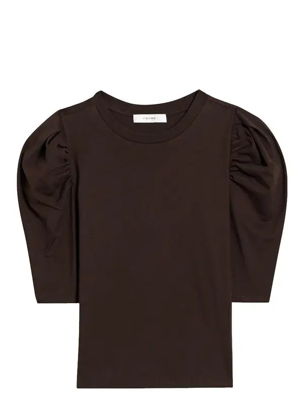 FRAME The Drape Cotton-jersey T-shirt - Dark Brown