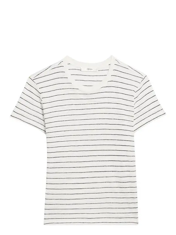 FRAME Striped Linen-jersey T-shirt - White
