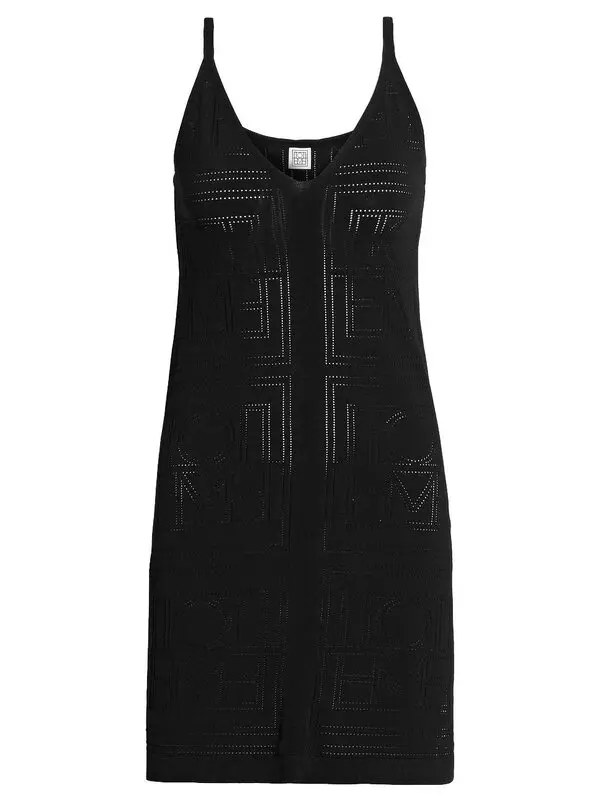 TOTÊME Pointelle-knit Mini Slip Dress - Black