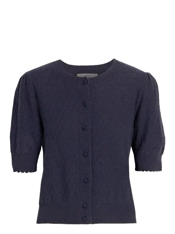 FRAME Pointelle-knit Cashmere Cardigan - Navy
