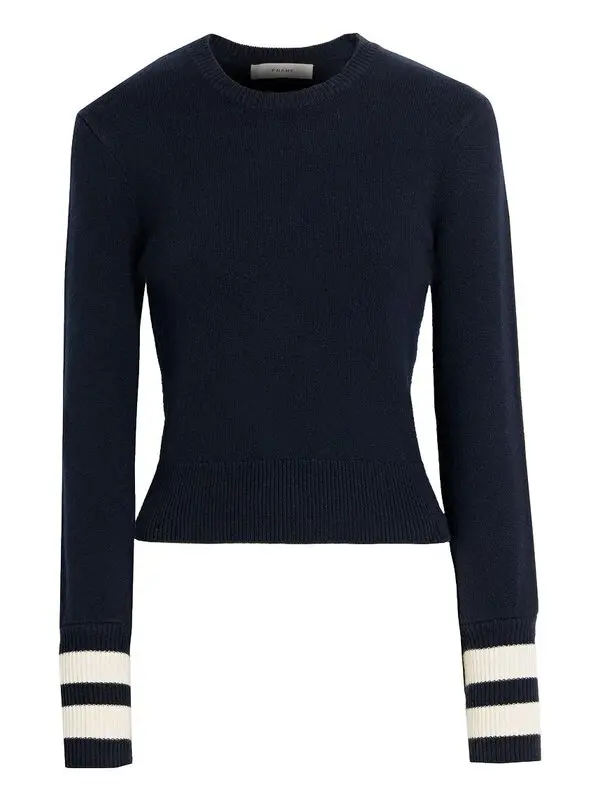 FRAME Striped Cashmere-blend Sweater - Navy