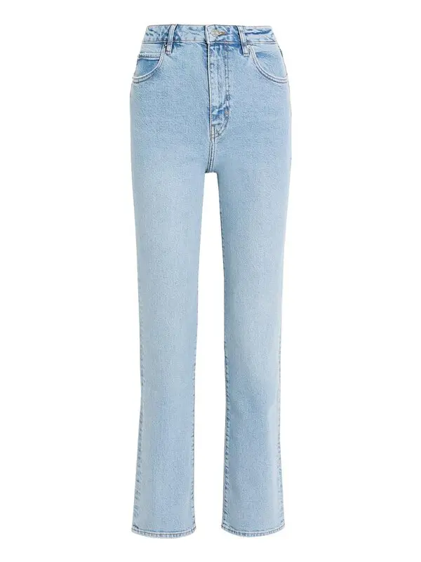 FRAME The Ruler High-rise Straight-leg Jeans - Light Denim
