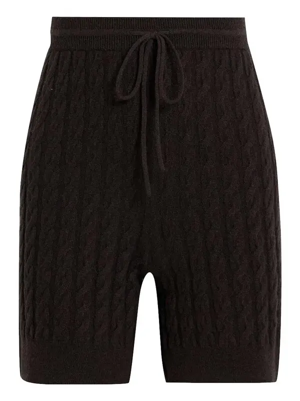 TOTEME Cable-knit Wool-cashmere Blend Shorts - Dark Brown