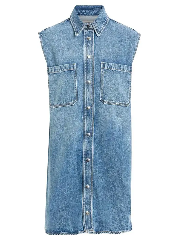 FRAME Denim Mini Shirt Dress - Mid Denim