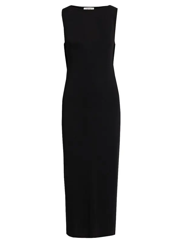 FRAME Drape Jersey Midi Dress - Black