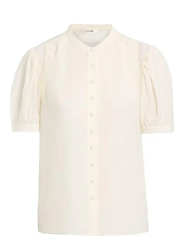 FRAME Lace-trimmed Silk Crepe De Chine Blouse - Ivory