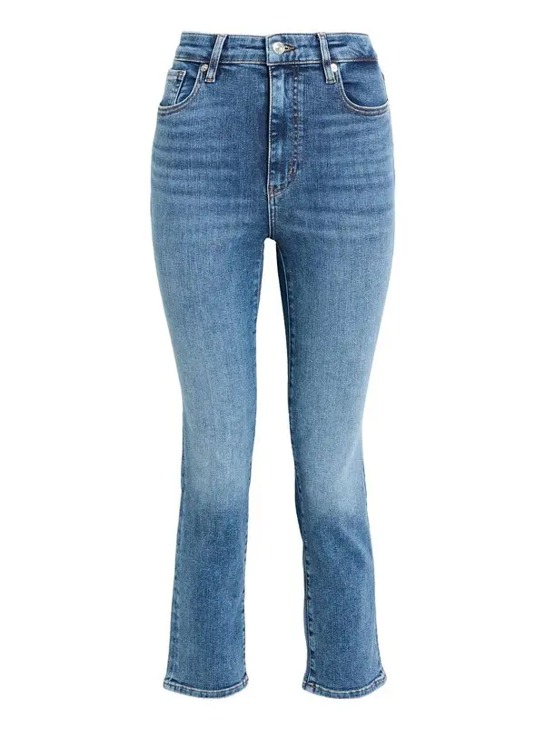 FRAME The Pencil Crop Slim-leg High-rise Jeans - Mid Denim