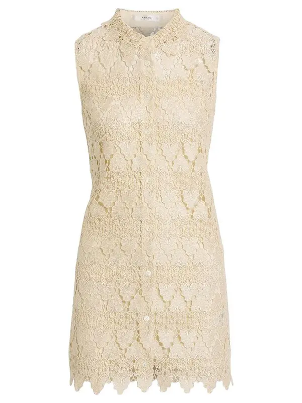 FRAME Guipure Lace Mini Dress - Cream
