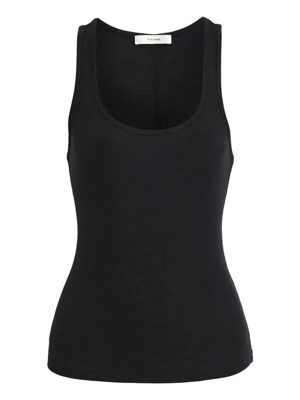 FRAME Ribbed Stretch-modal Jersey Tank - Black
