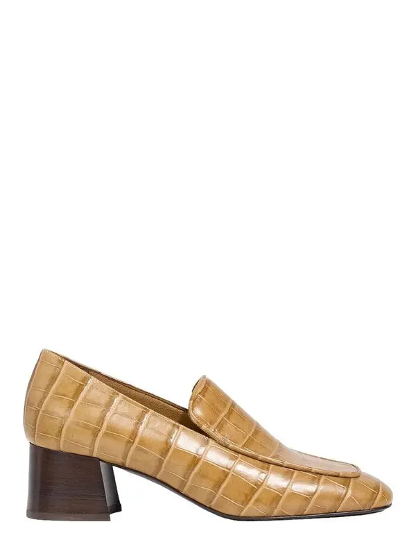 TOTEME Croc-effect Leather Loafers - Mustard