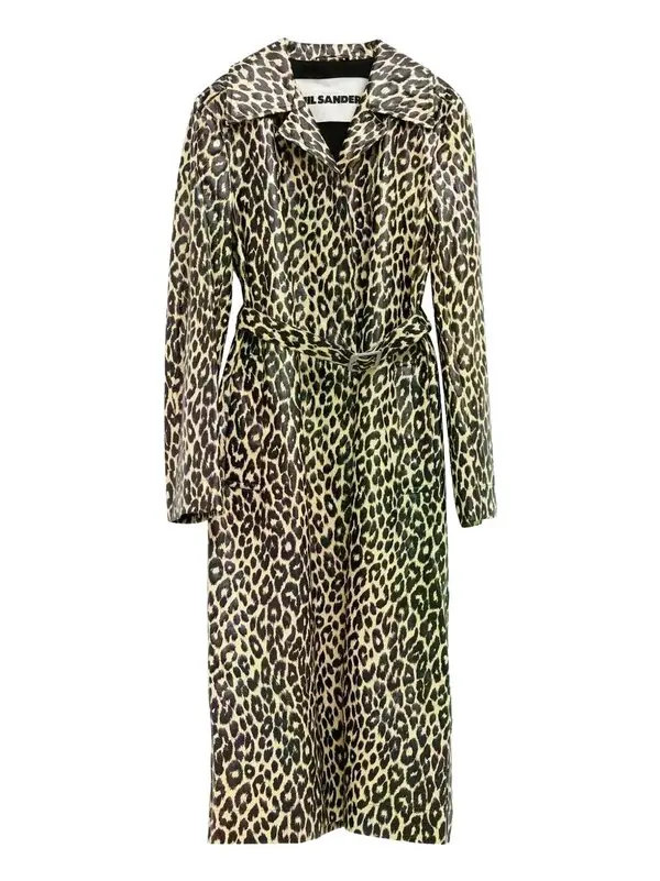 JIL SANDER Leopard-print Belted Single-breasted Coat - Black