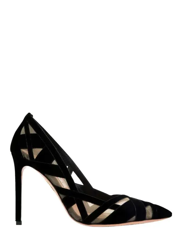 AQUAZZURA 105mm Velvet And Mesh Pumps - Black