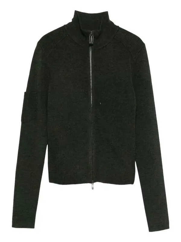 Victoria Beckham Zip-front Cardigan With Patch Pocket - Green