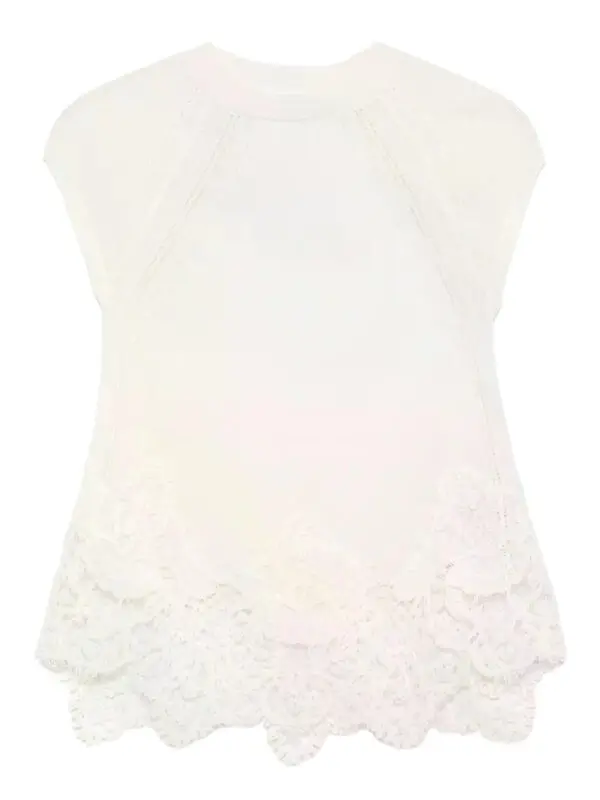 Ermanno Scervino Lace-trimmed Knitted Top - White