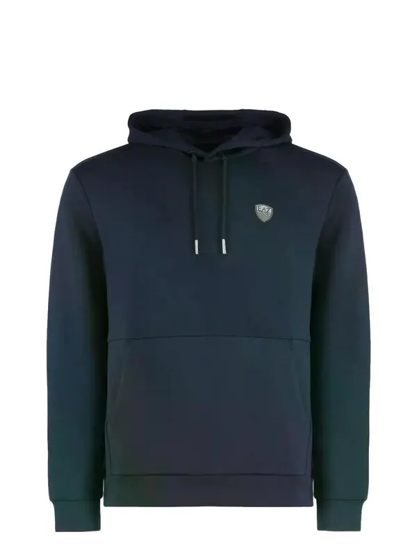 Emporio Armani Logo Appliqué Hoodie - Blue